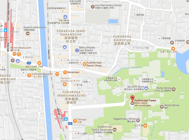 Map Fushimi Inari Shrine - Points with a Crew