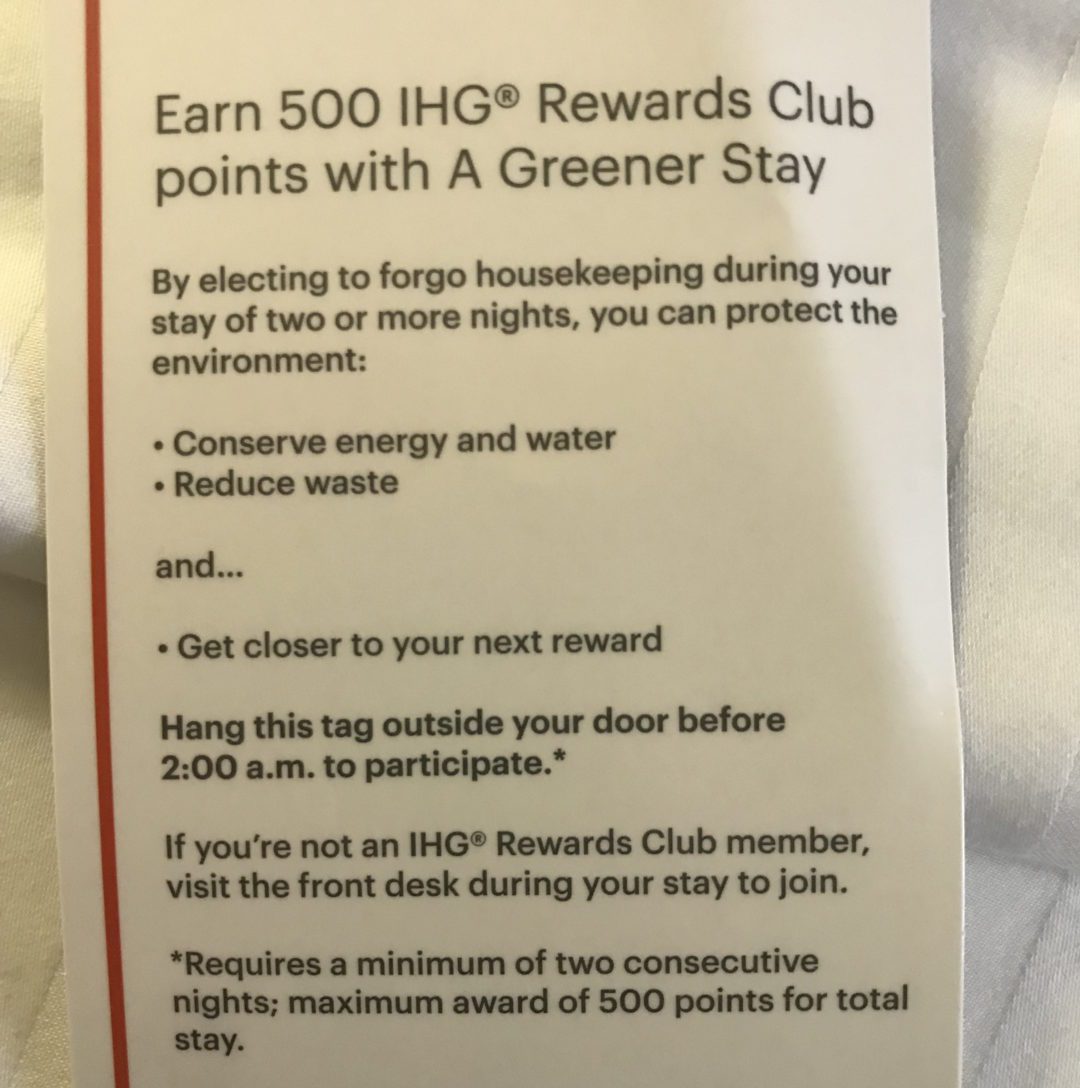 The unfortunate fine print of IHG's "Greener Stay" offer - Points with ...