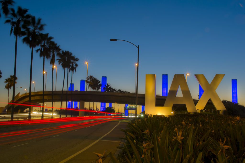 Iconic LAX Los Angeles International Airport Sign at Night - Points ...