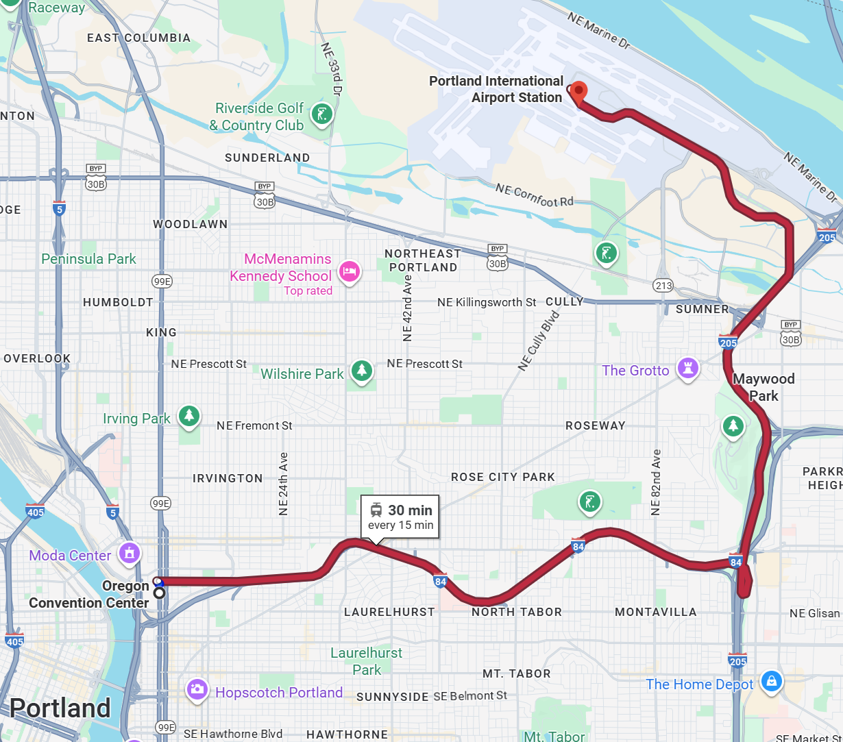 downtown-portland-to-pdx-airport-light-rail-max-route - Points with a Crew